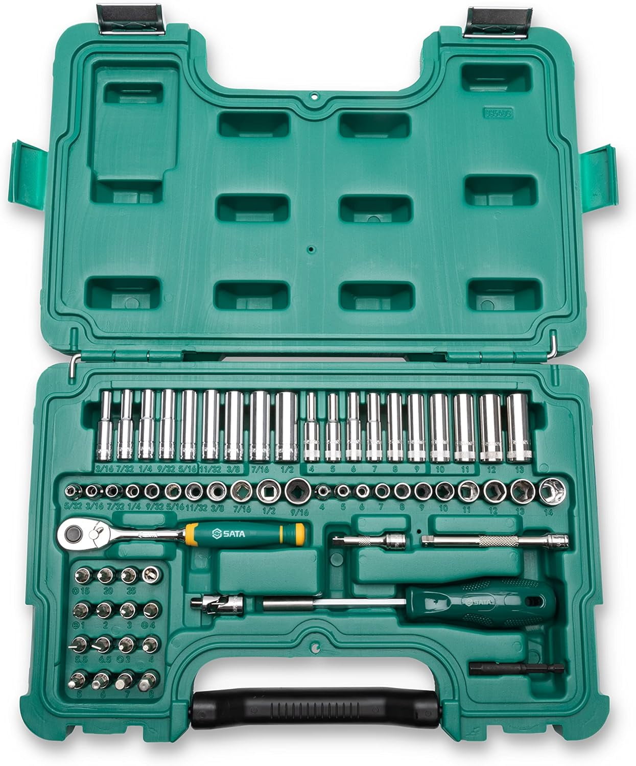 63 Piece Mechanics Tool Set | SAE & Metric | 1/4" Drive 72 Tooth ...