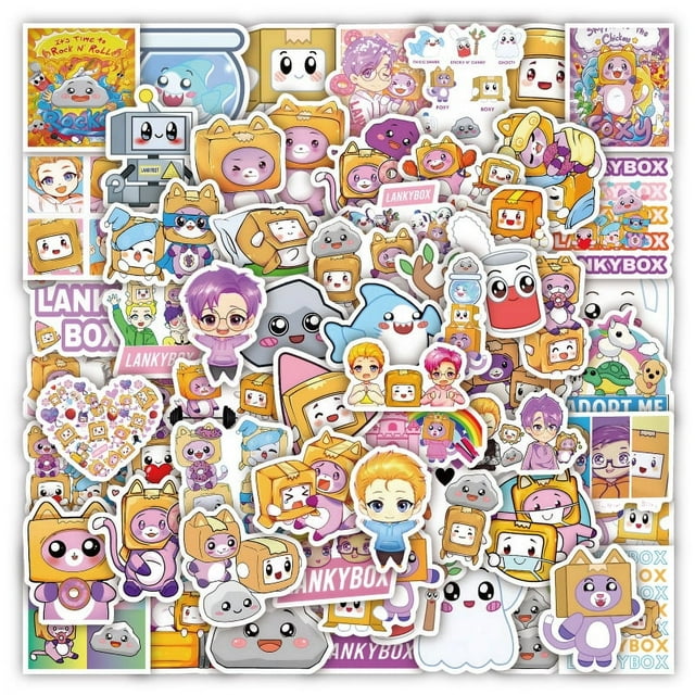 63-Piece Pack Cartoon Stickers,Fox Paper Boxy Stickers Children'S ...