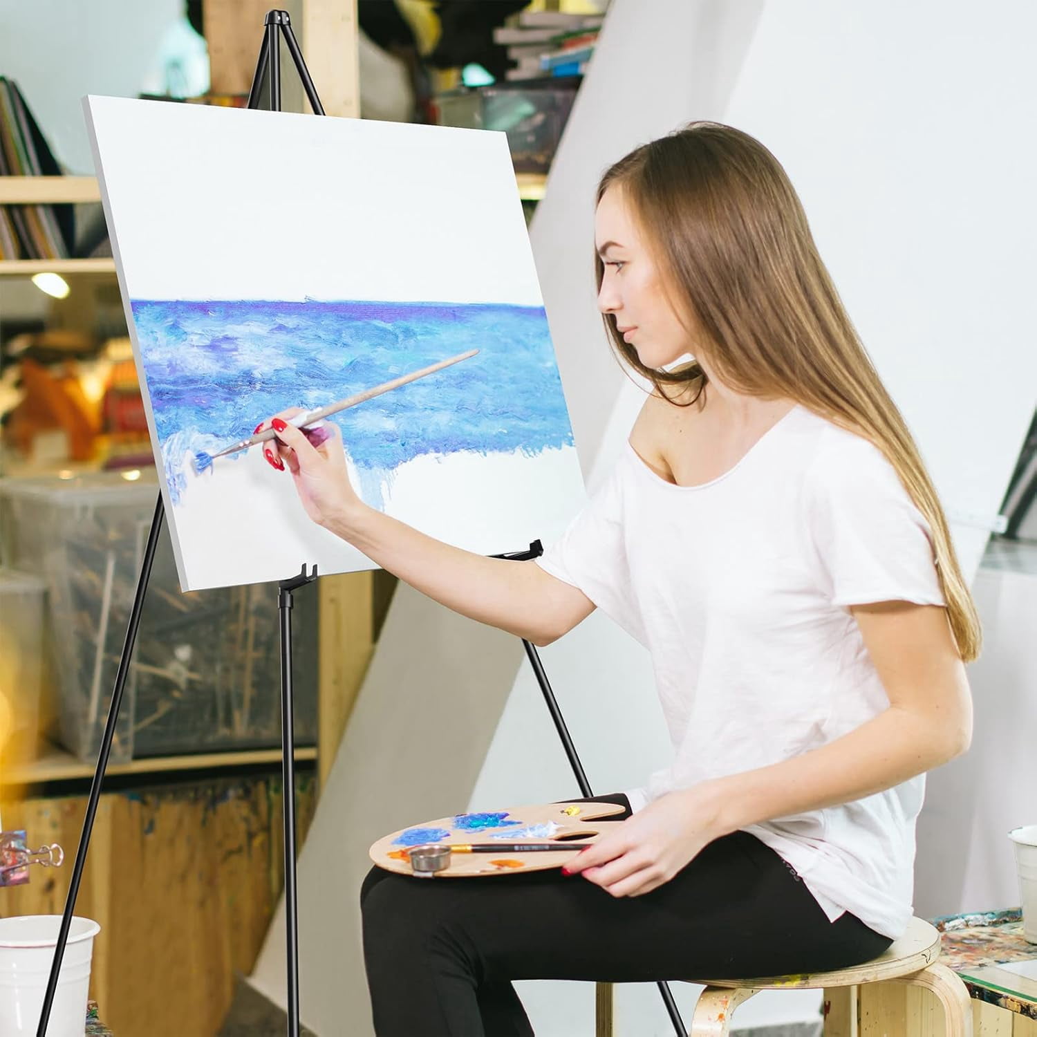 63" Portable Painting Easel, Lightweight Metal Easels for Painting ...