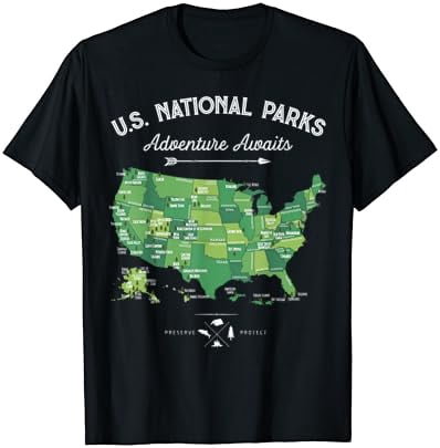 63 S Map Us Park Retro Vintage Camping Hiking T Shirt - Walmart.com