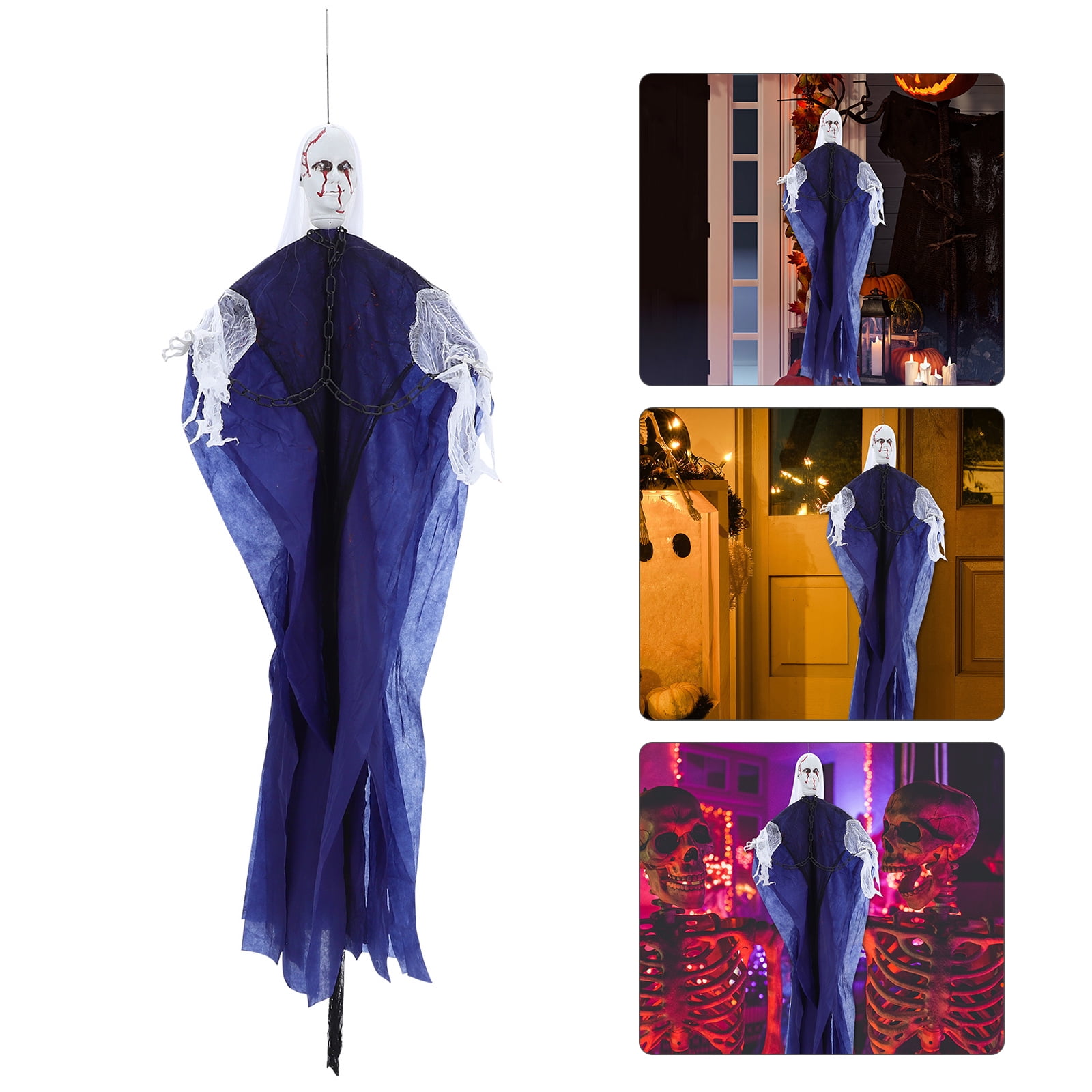 63" Scary Hanging Ghosts, Outdoor Hanging Ghost Decorations with LED ...