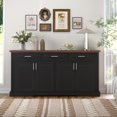 63" Sideboard Buffet Cabinet with Fluted Doors, Modern Coffee Bar ...
