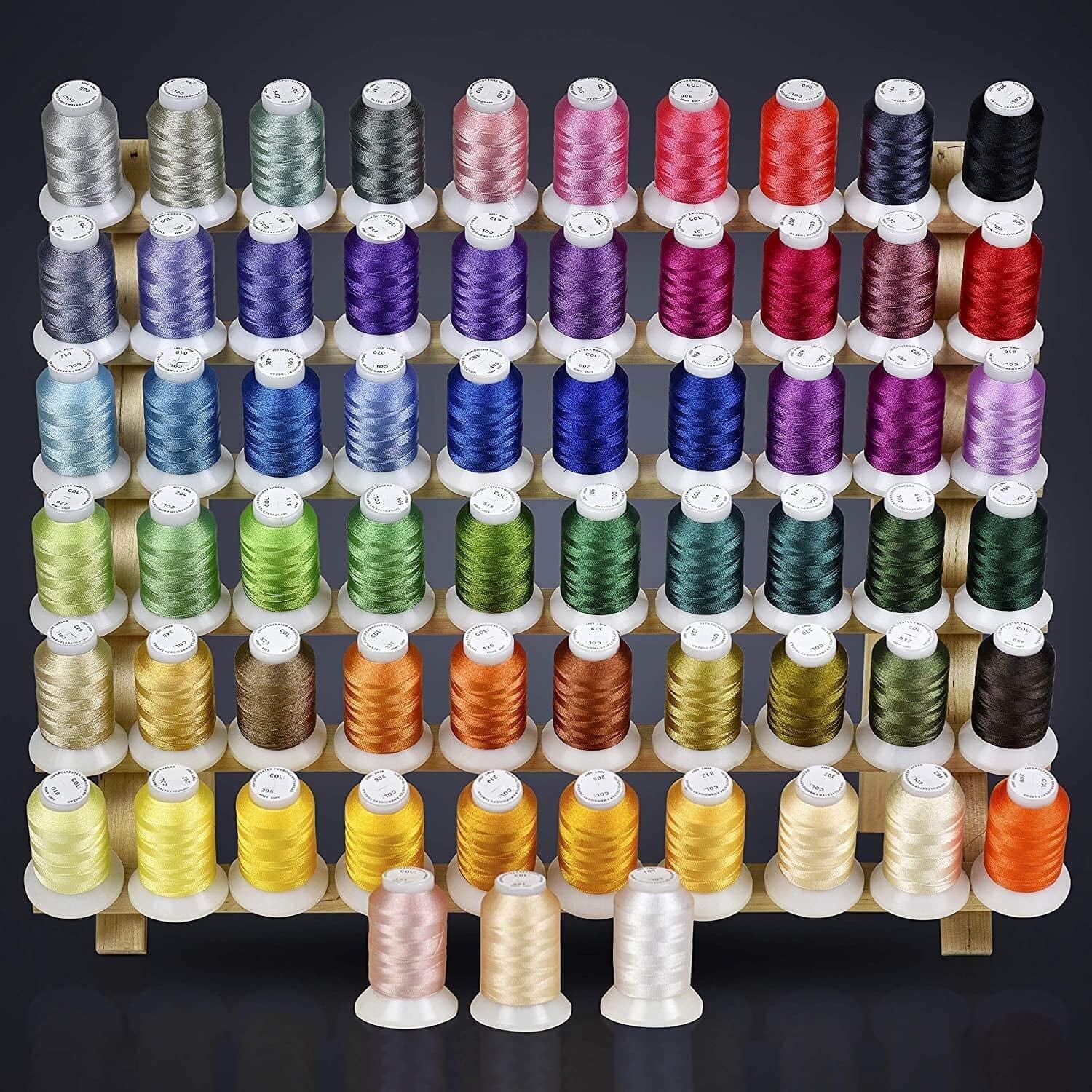 63 Spool Polyester Machine Embroidery Thread Kit - Compatible with ...