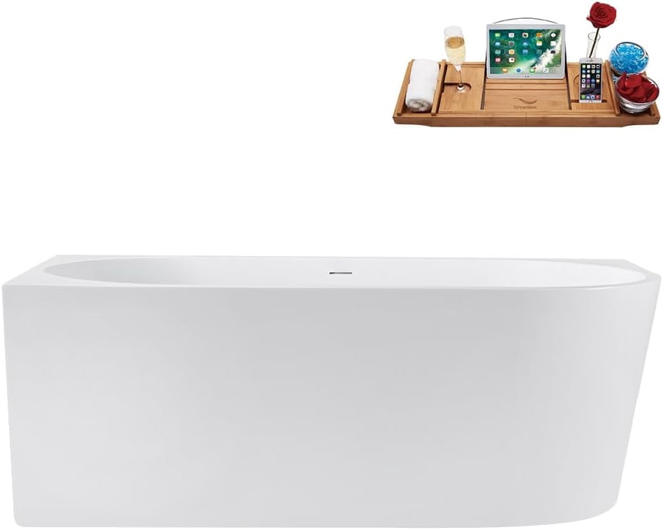 63" Streamline G-67-274-CH Soaking Glossy White Freestanding Tub and ...
