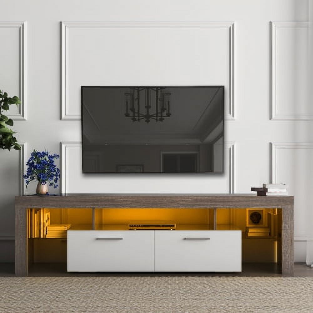 63" TV Stand Fit up to 70" TV,Media Console Table with LED Light and 2 ...