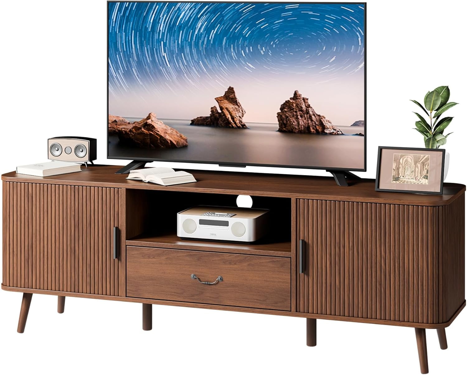 63" TV Stand for TVs up to 70 Inch, Entertainment Center with Storage ...