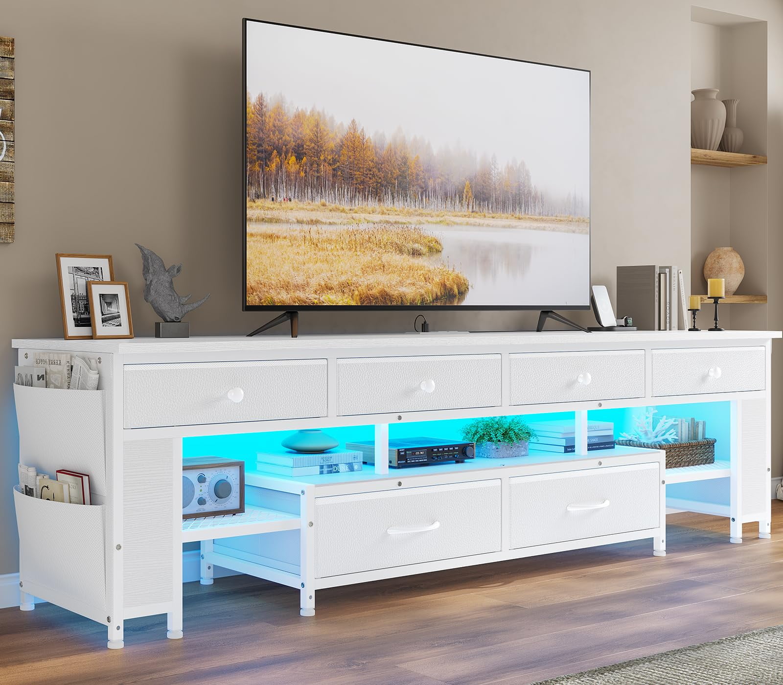 63" TV Stand with 6 Drawers & 4 Side Storage Bags & Shelves,for 65/70 ...