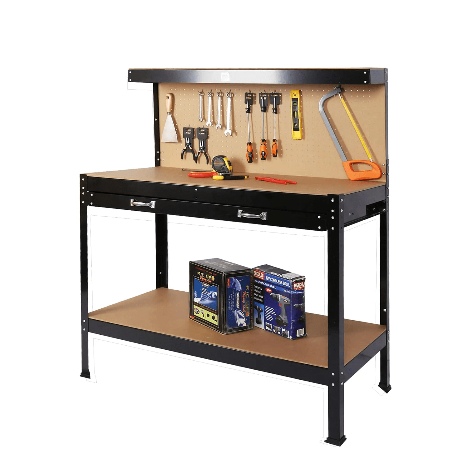 63" Tools Cabinet Working Tables Workbench Tool Storage Workshop Table ...