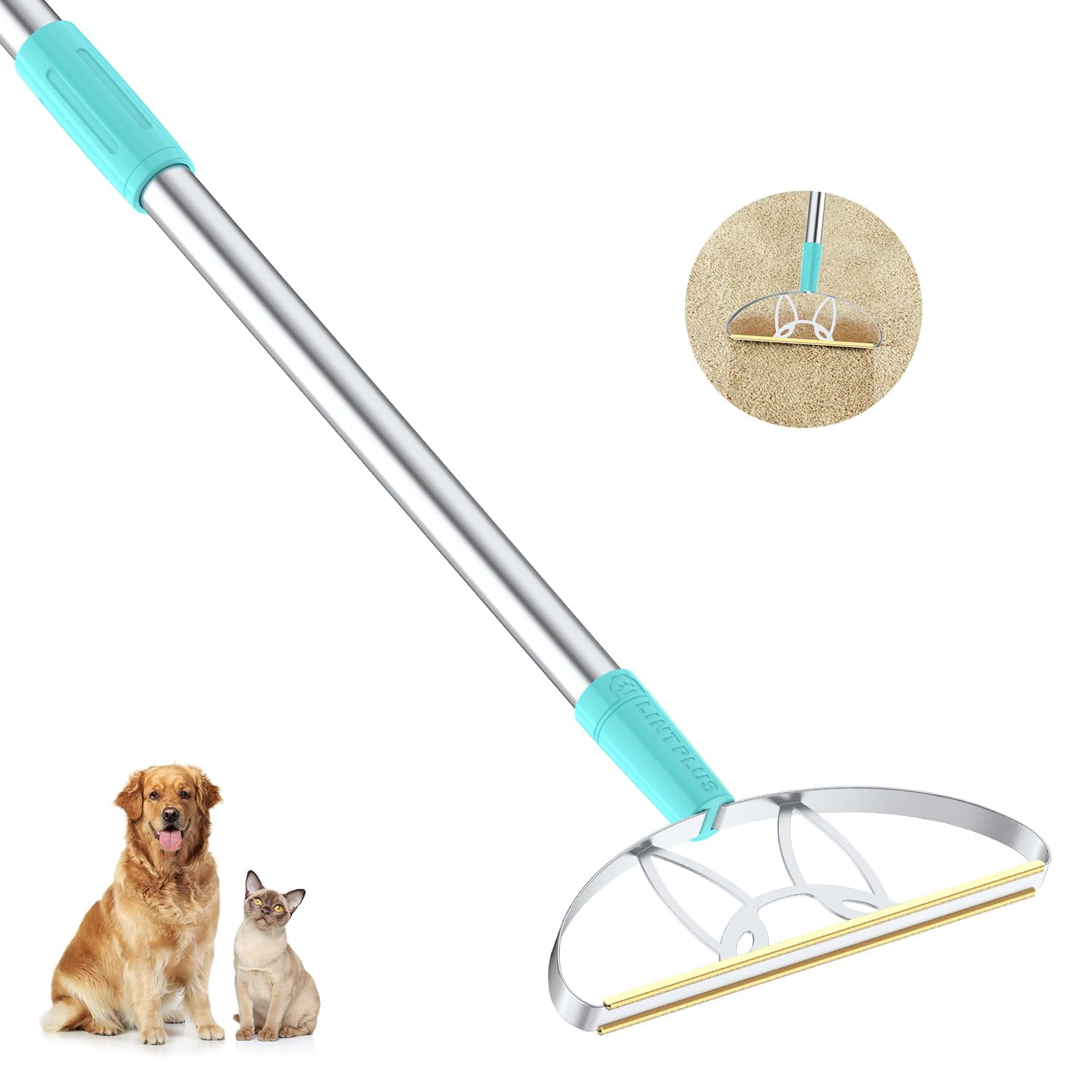 63“Ultra Long Carpet Rake by LINTPLUS-Heavy Duty Carpet Scraper & Pet ...