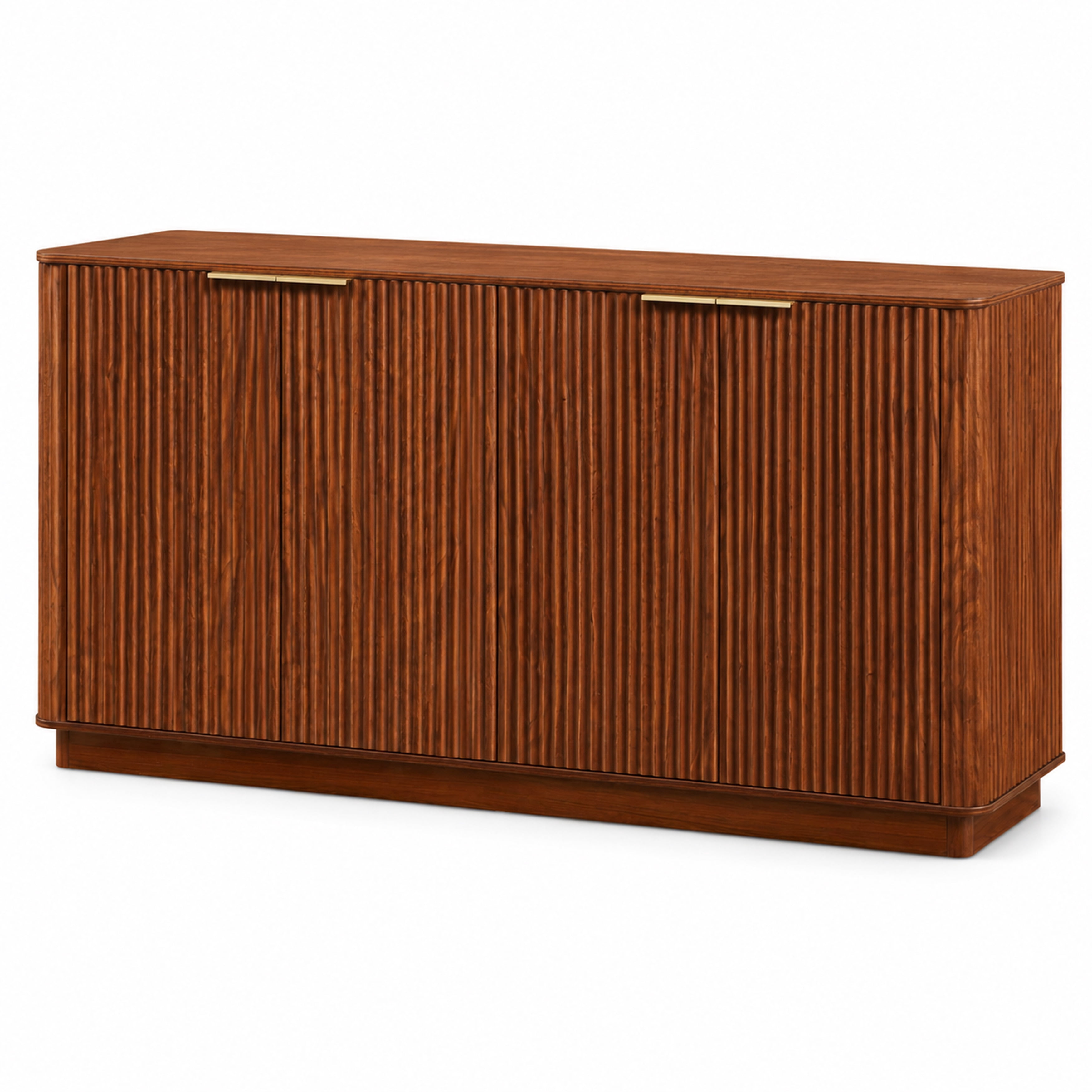 63" Vertical Stripe Buffet Cabinet Sideboard with Storage, Curved Wave ...