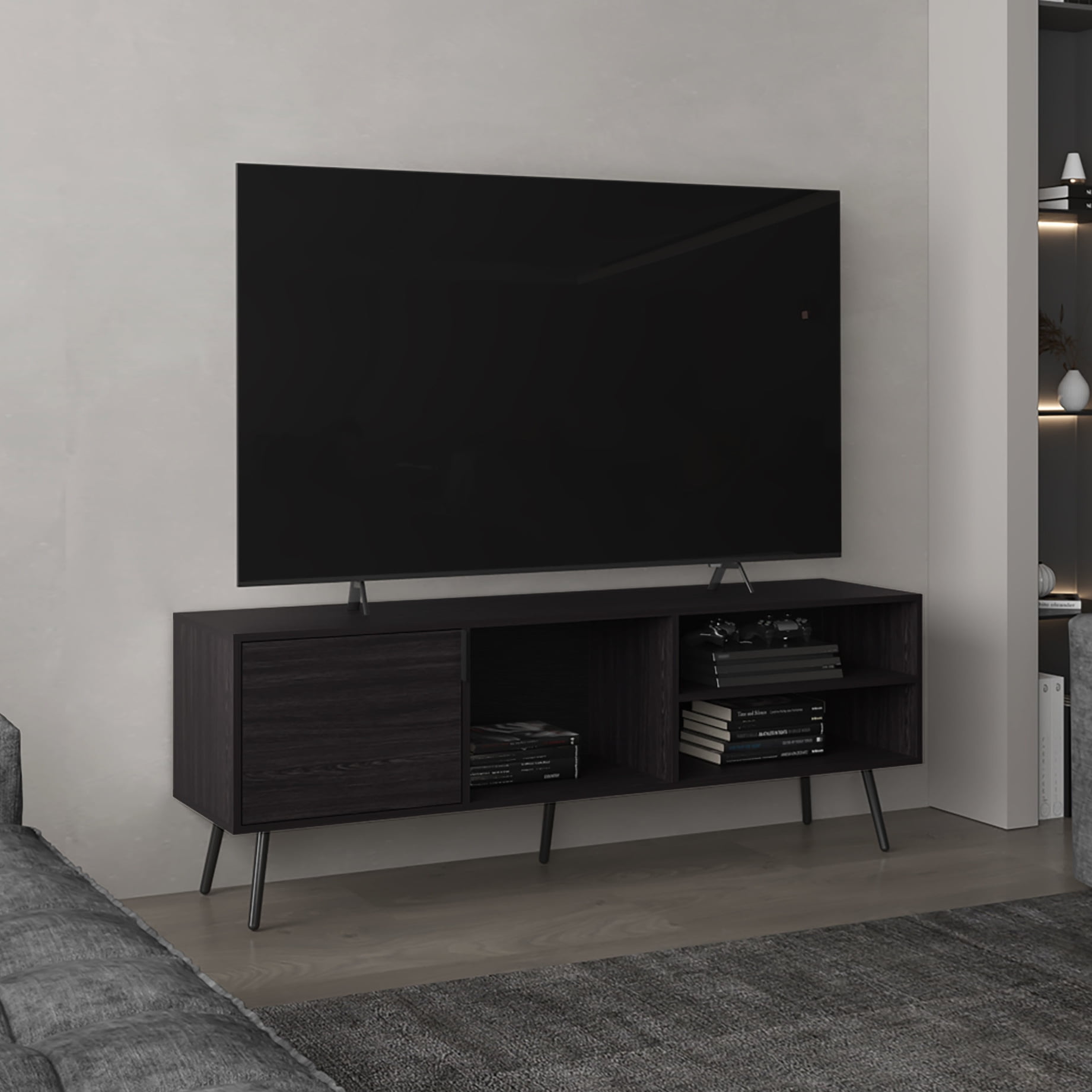 63" Wide Modern TV Stand | Cable Management and Display Options ...