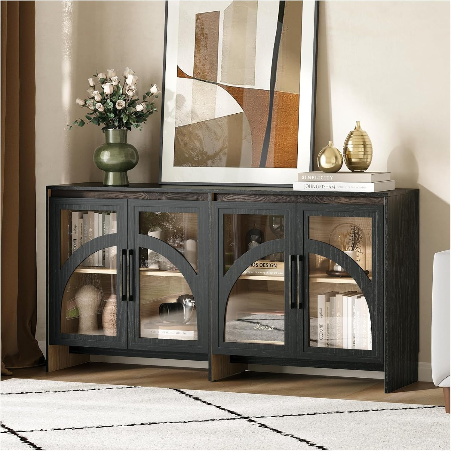 63'' Wide Sideboard Buffet Cabinet with Storage, Large Sideboard with 4 ...