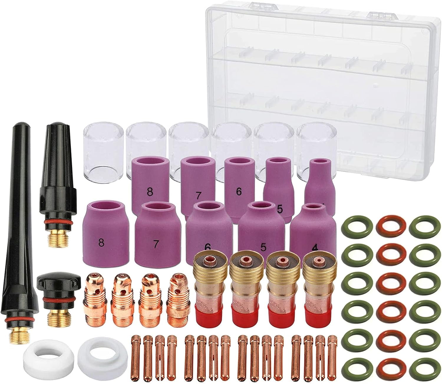63 count TIG Welding Accessories kit Nozzle Collets Stubb Gas Lens #10 ...