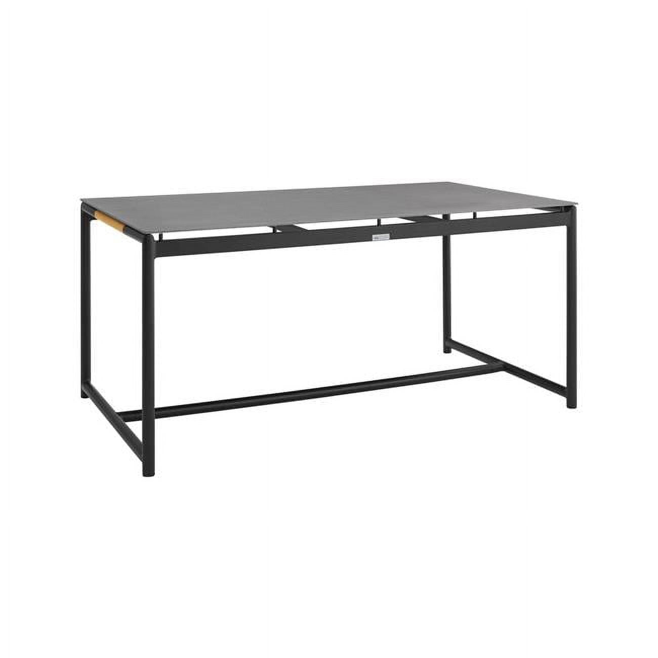 63 in. Dex Rectangular Outdoor Dining Table with Teak Accents, Stone ...