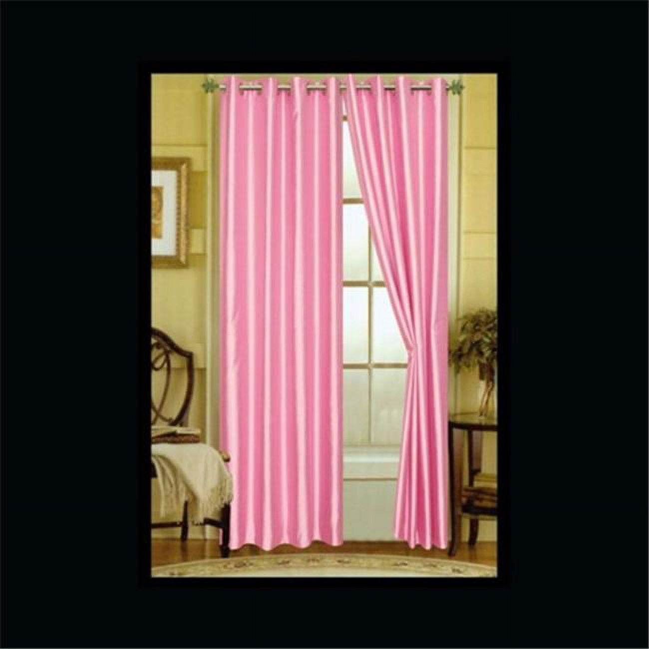 63 in. Elaine Faux Silk Panel with Grommets in Fuchsia - Walmart.com