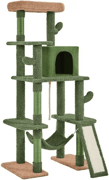 63-in Multi-Level Plush Cat Tree for Large Indoor Cats with Sisal ...