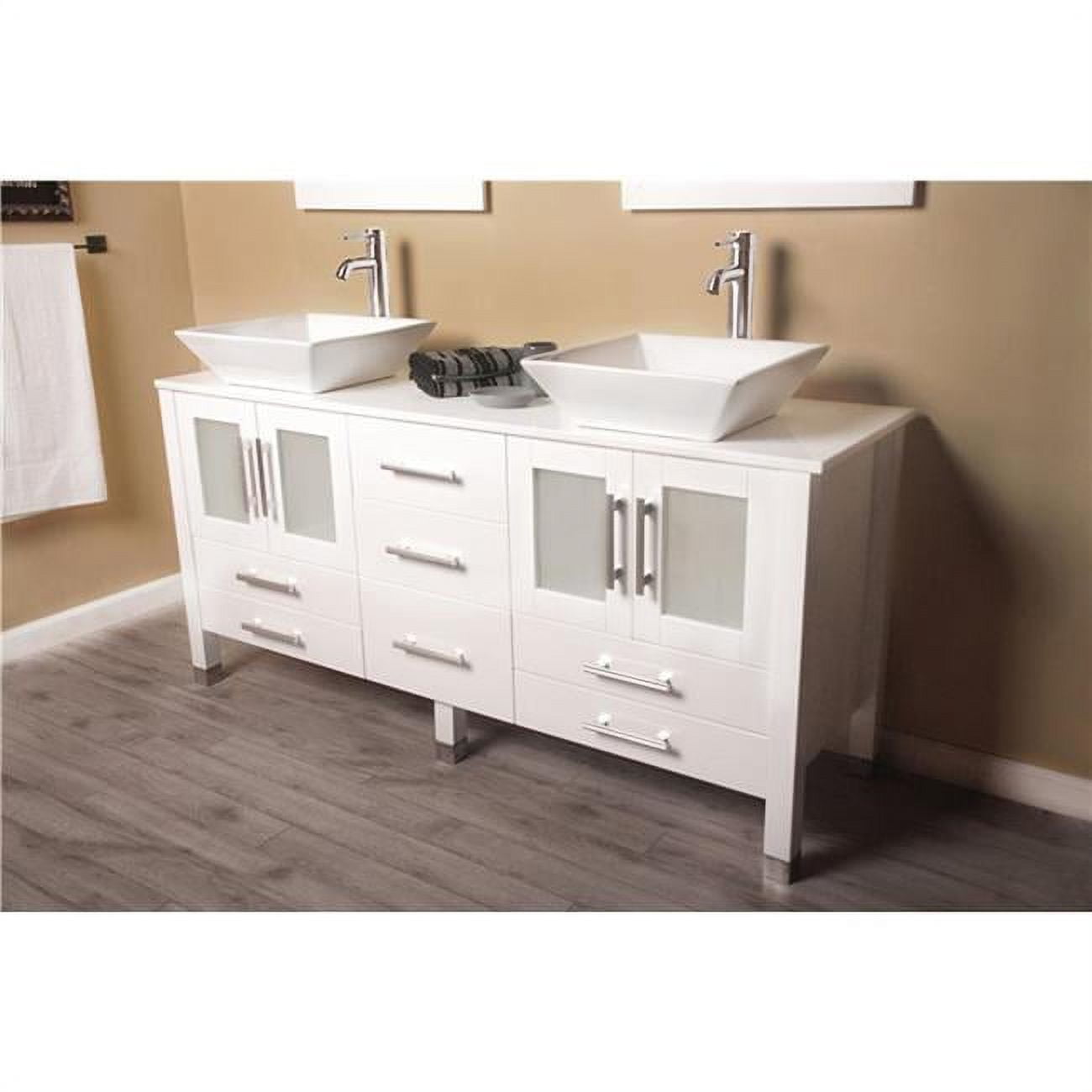 63 in. Solid Wood Vanity - White - Walmart.com