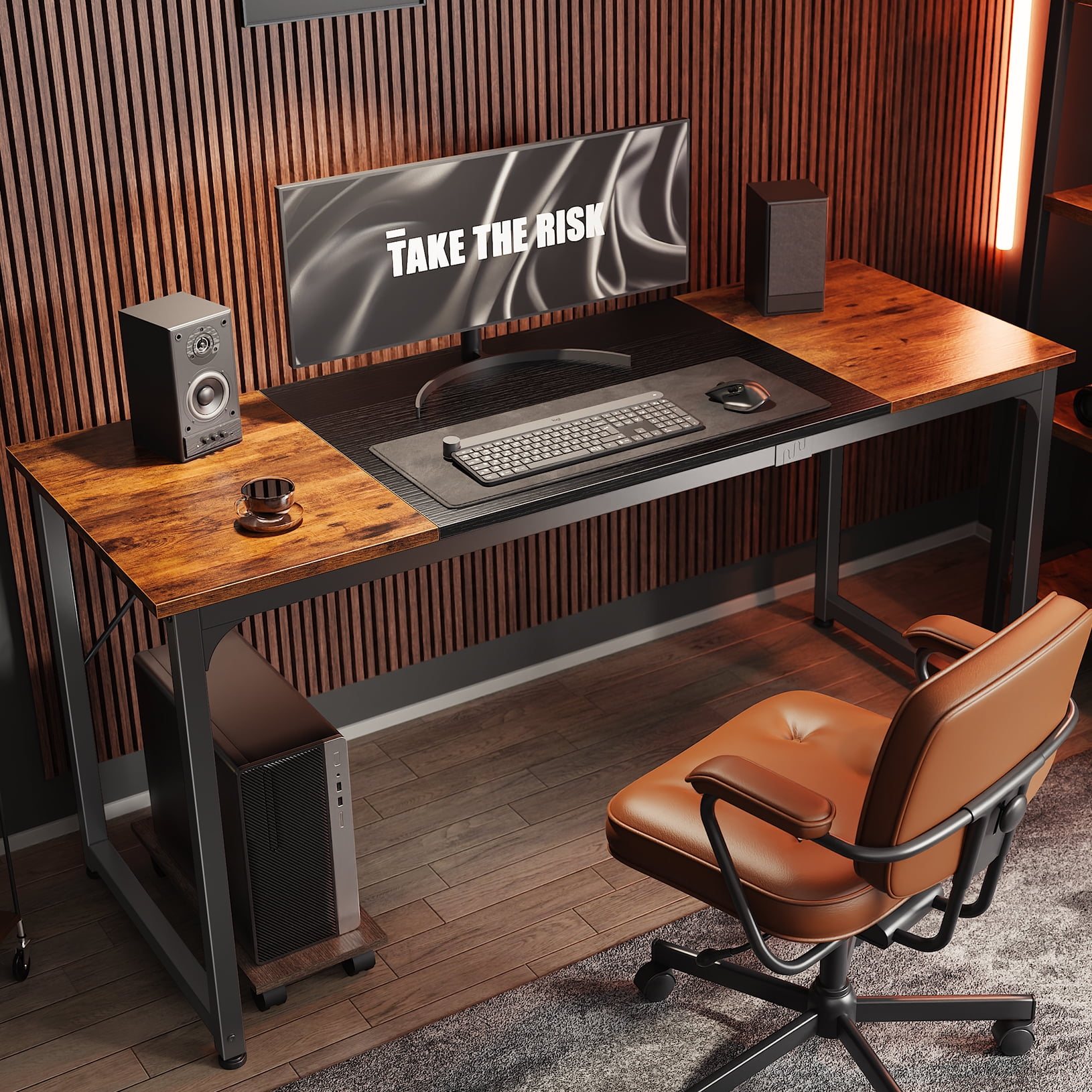 SUPERJARE 62" Computer Desk, PC Writing Study Table with Metal Frame ...