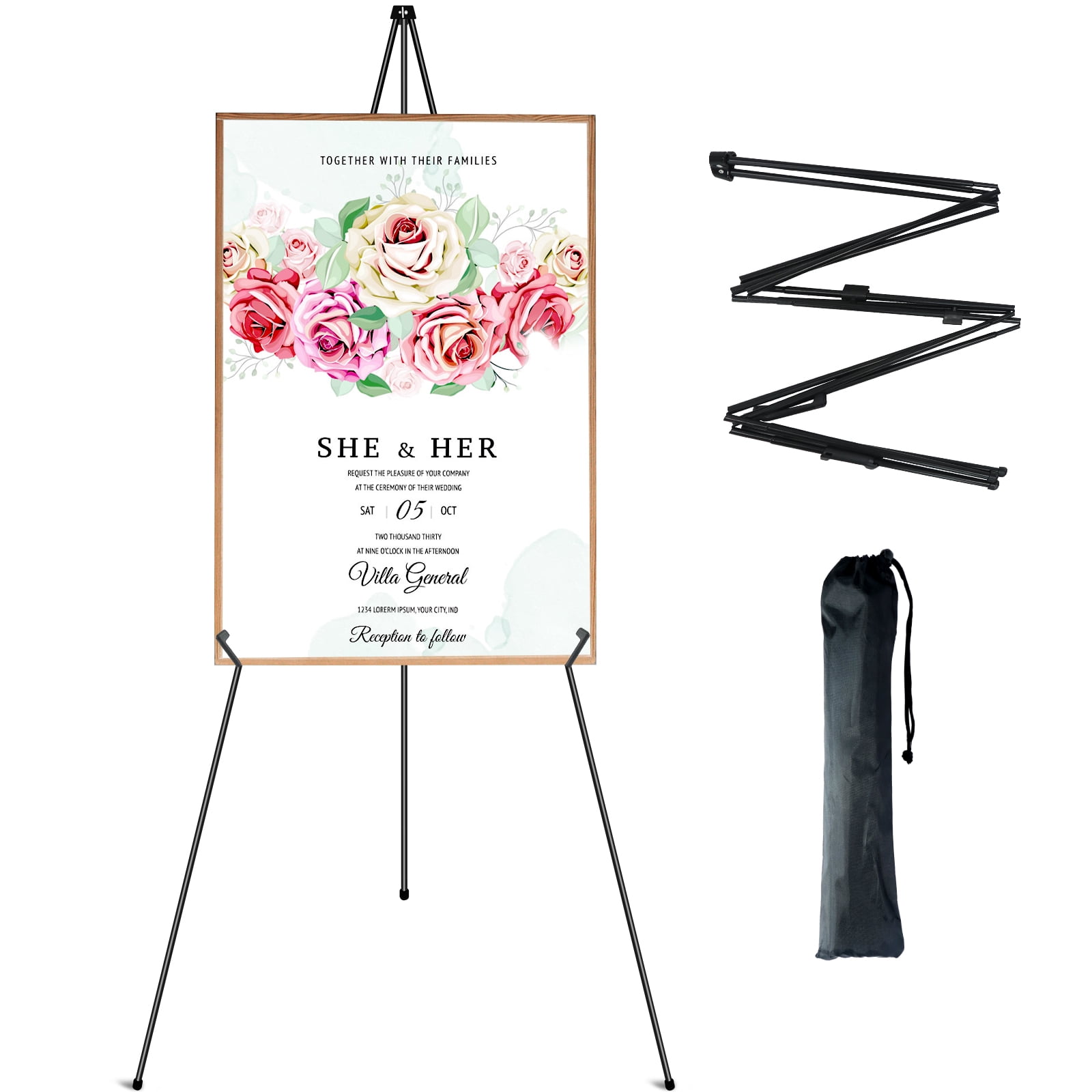 63-inch Foldable Easel with Carry Bag, Portable Tripod, Suitable for ...