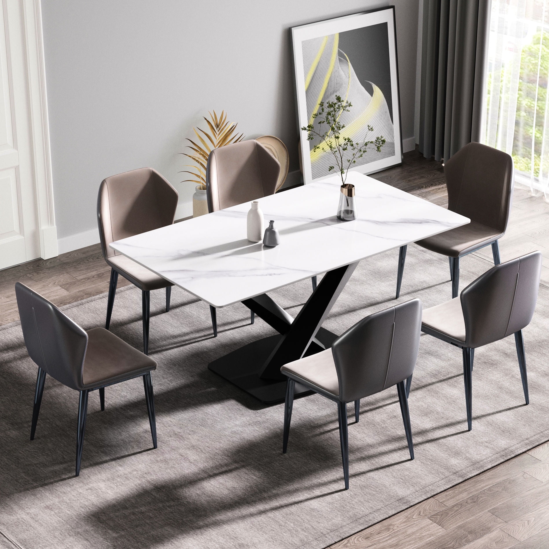 63-inch Rectangular Dining Table | Accommodates 6 People for Family ...