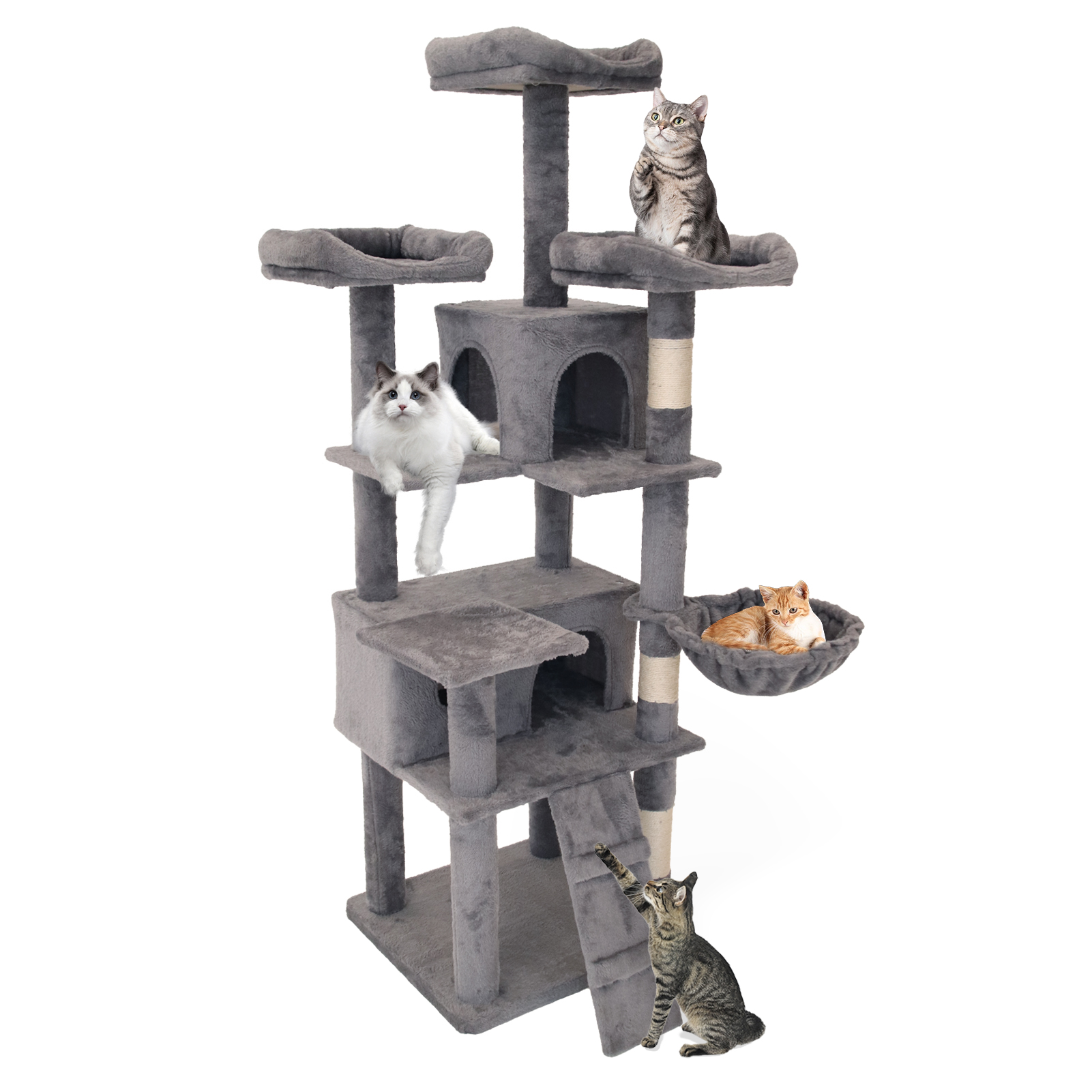 63 inches Cat Tree, Cat Tower for Indoor Cats, Multi-Level Cat Tower ...