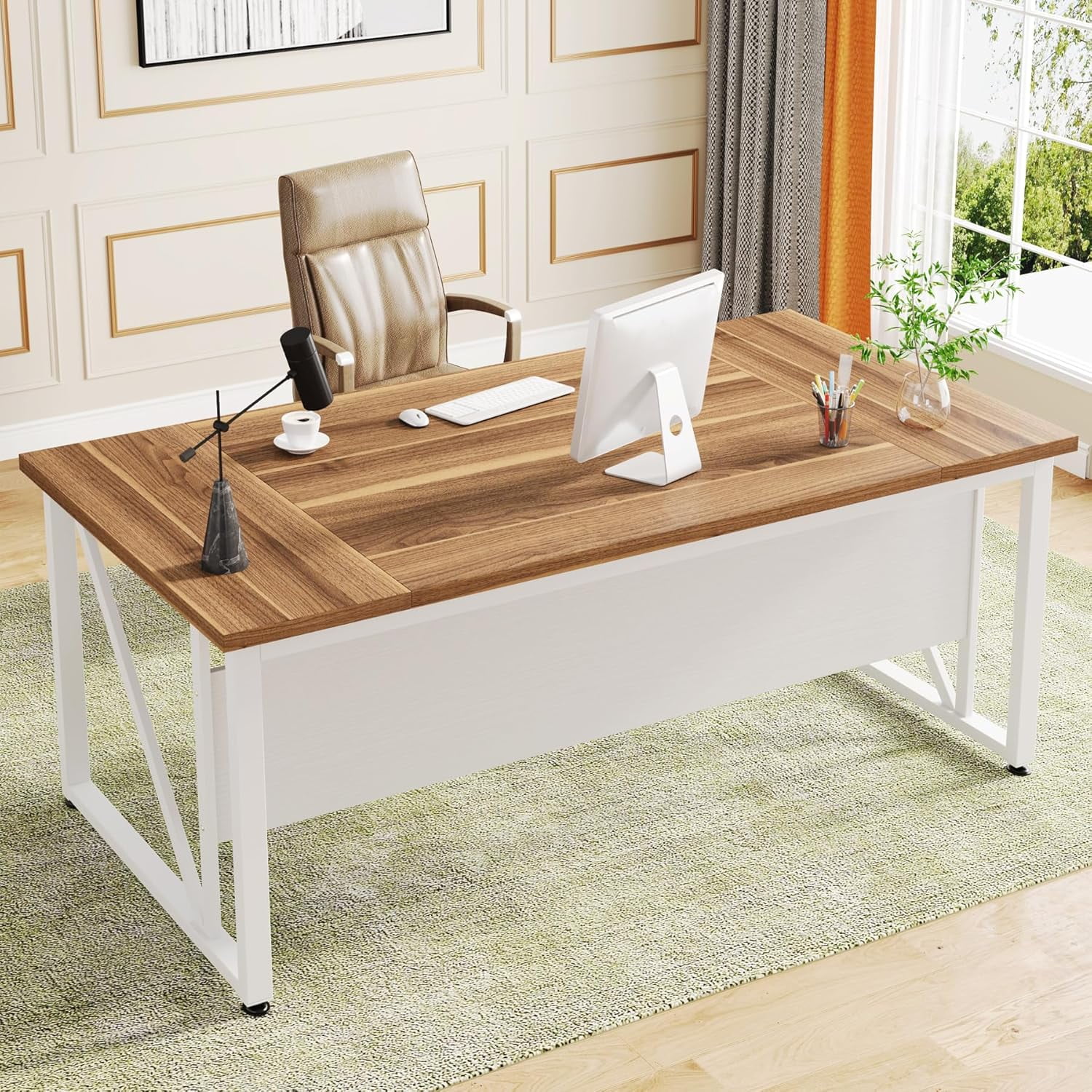 63 inches Computer with Bottom Storage Shelf Writing for Workstation ...