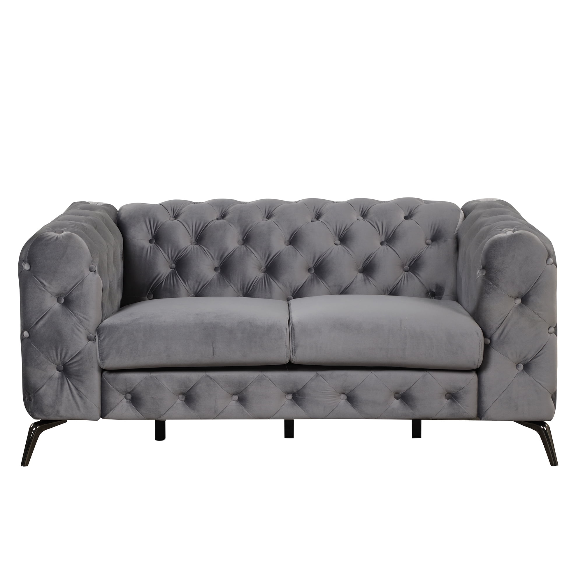 63 inches Velvet Upholstered Loveseat Sofa,Modern Loveseat Sofa with ...