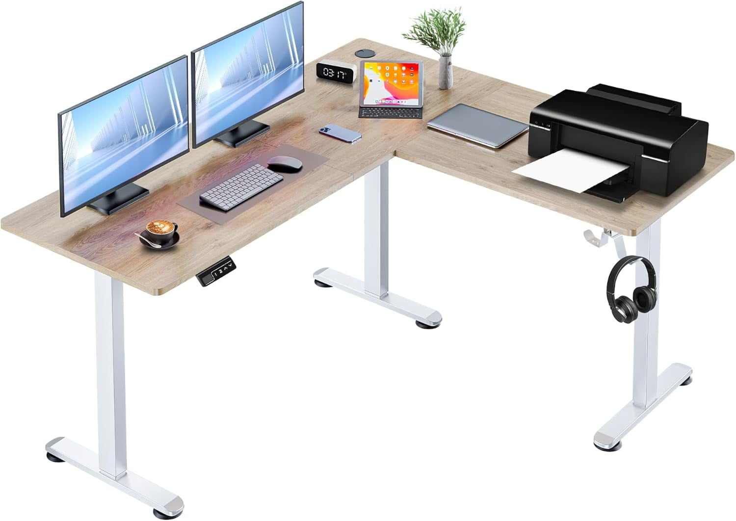 63\u201DL Shaped Standing Electric Height Adjustable Corner Stand Up ...