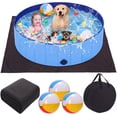 63 x 11 Inch Large Foldable Dog Pool with 1 Pool Liner Mat 3 Beach ...