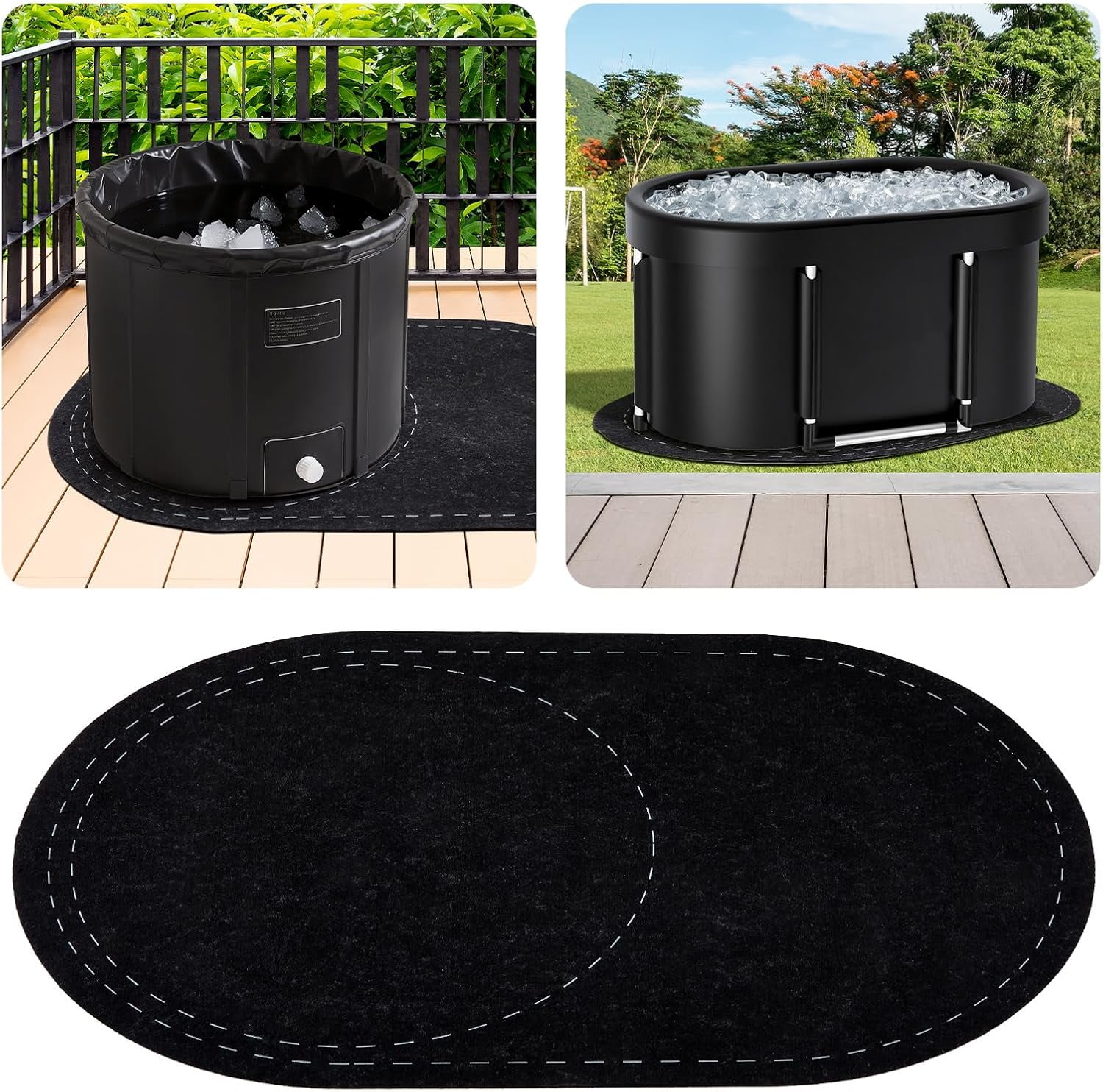 63 x 40 Inch Cold Plunge Tub Floor Mat Waterproof Ice Bath Tub Mat ...