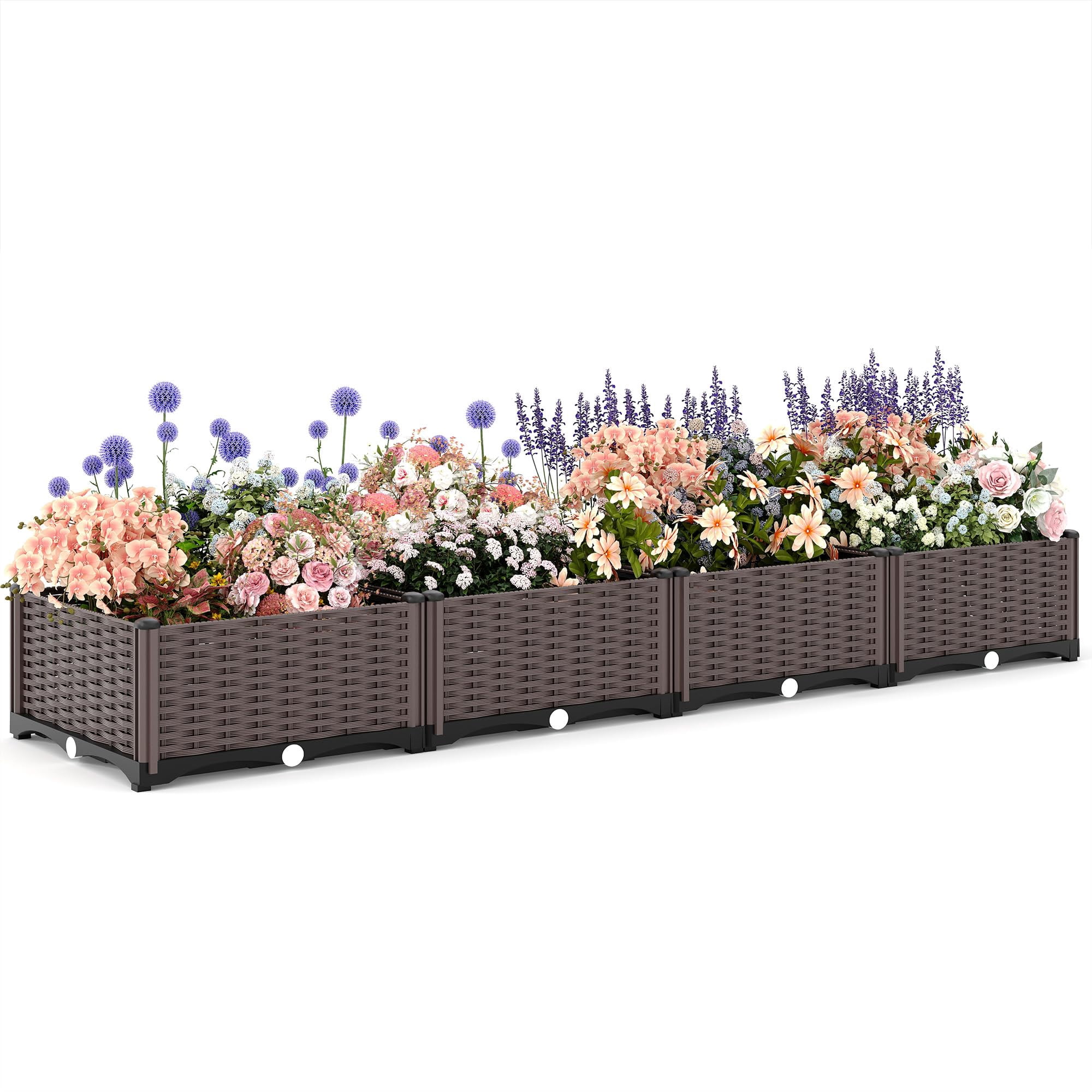 63"x16"x8" Large Outdoor Raised Planter Box, Self-Watering Rectangular ...