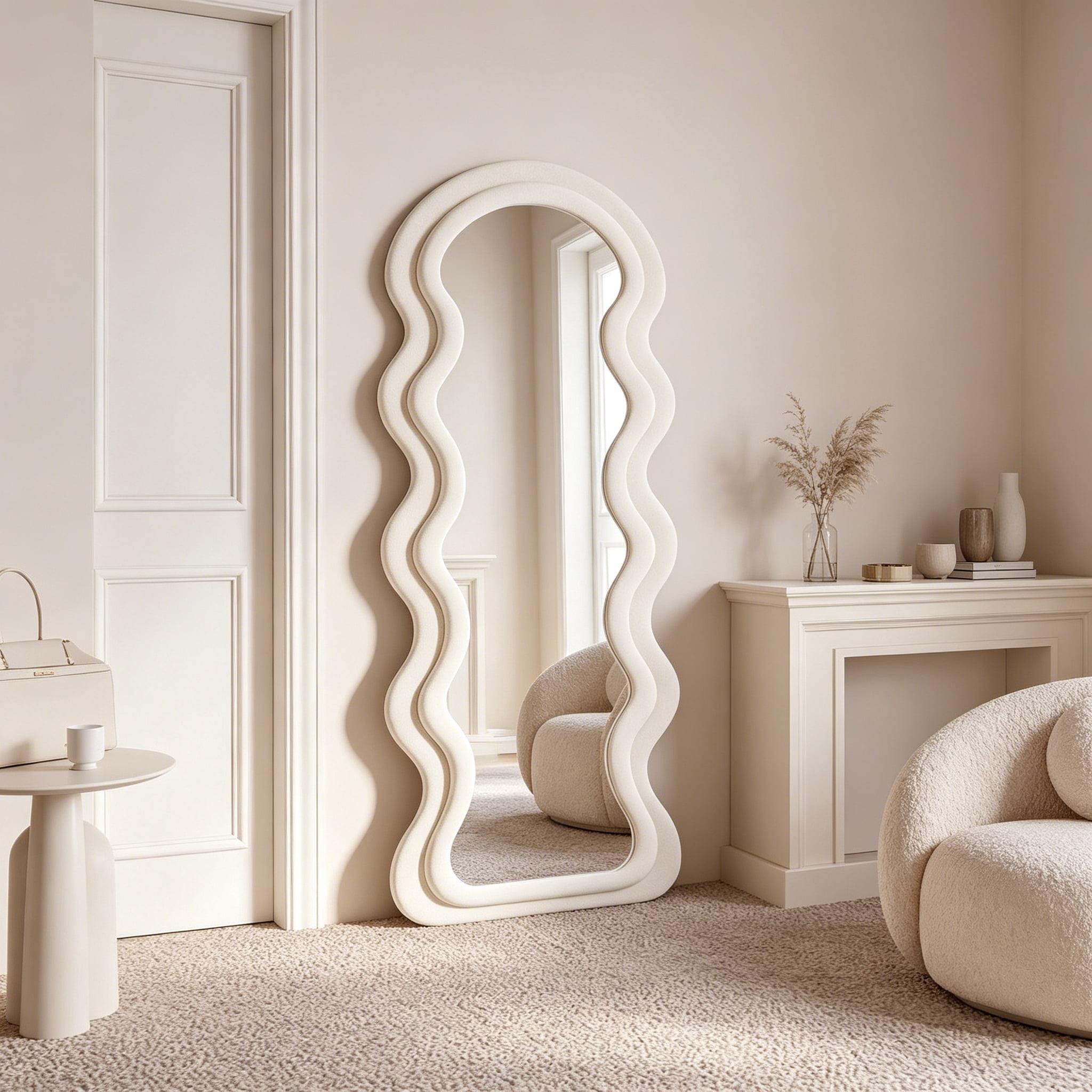 63"x24" Full Length Wavy Arched Mirror, Wall Mount, Standing or Leaning ...