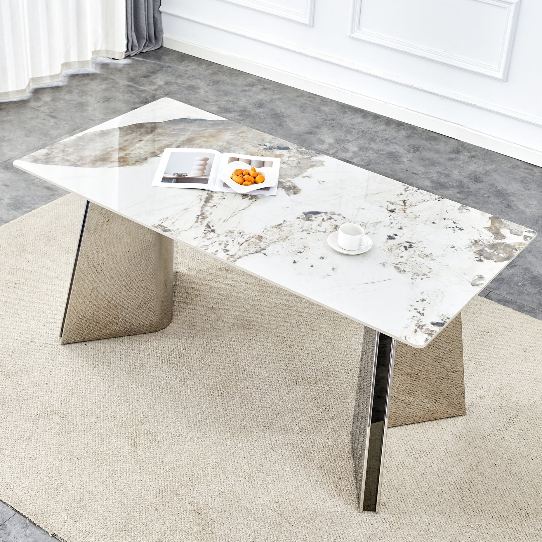 63"x31.5"x30" Rock Slab Dining Table - Scratch , Stable Legs ...