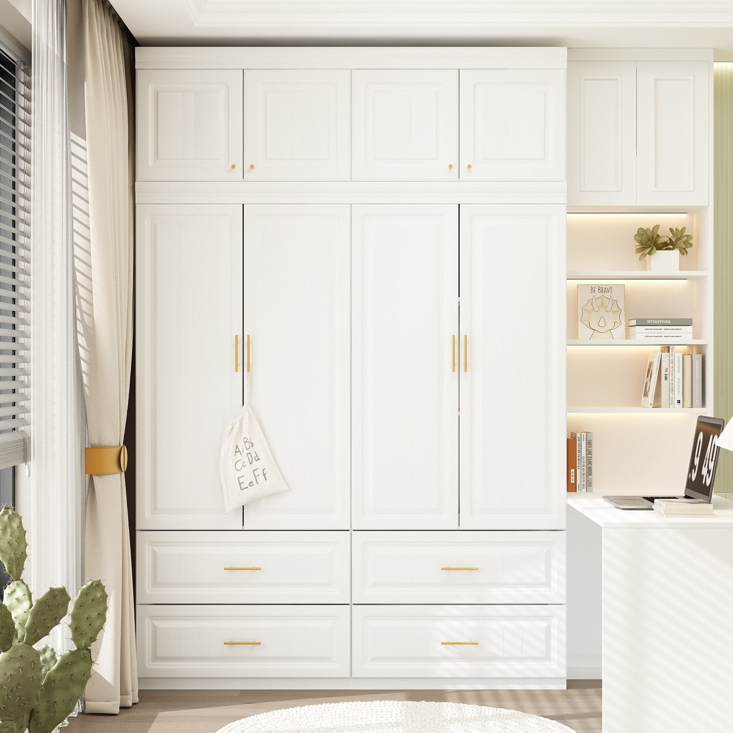 FUFU GAGA Armoires Wardrobes Hanging Drawers Home Storage Cabinet Combo Dresser 93.9 x63 Walmart