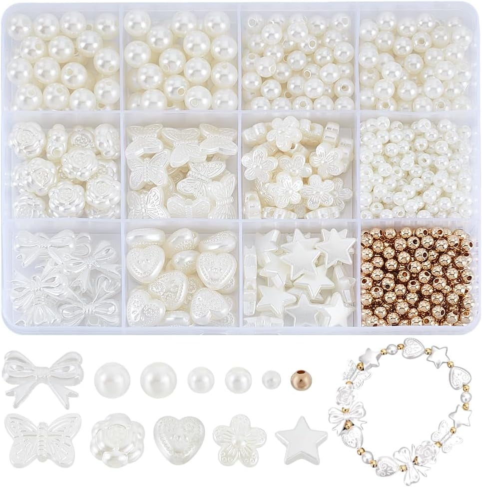 635Pcs Assorted Pearl Beads Bulk Multi-Style Imitation Pearl Bead Kit ...