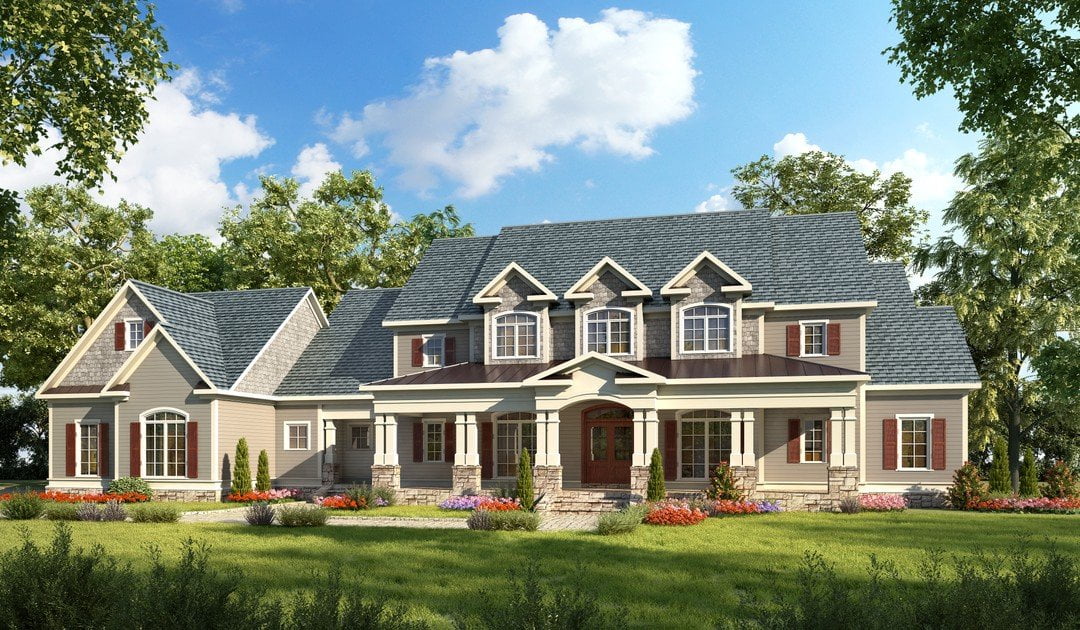 638-3277: Craftsman Traditional 5 Bed, 7 Bath Luxury Home Plan, 6800 Sq ...