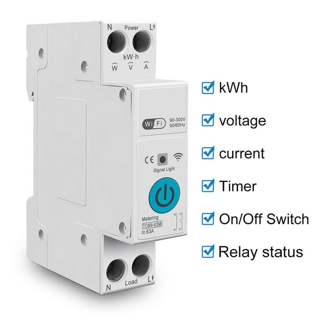 63a 1p N Wifi Smart Switch Energy Meter Kwh Metering