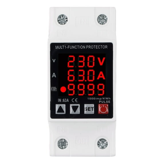 63A 230V Din Rail Protector Relay Self-Resetting Adjustable Intelligent ...