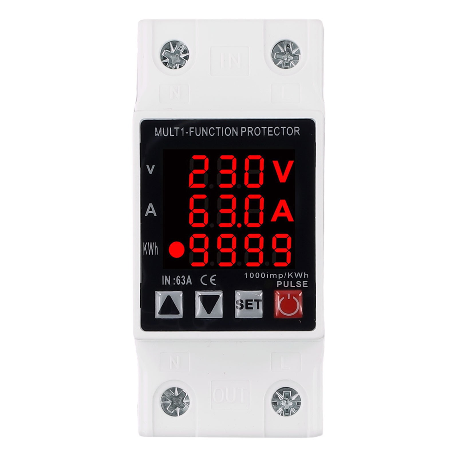 63A 230V Din Rail Protector Relay Self-Resetting Adjustable Intelligent ...