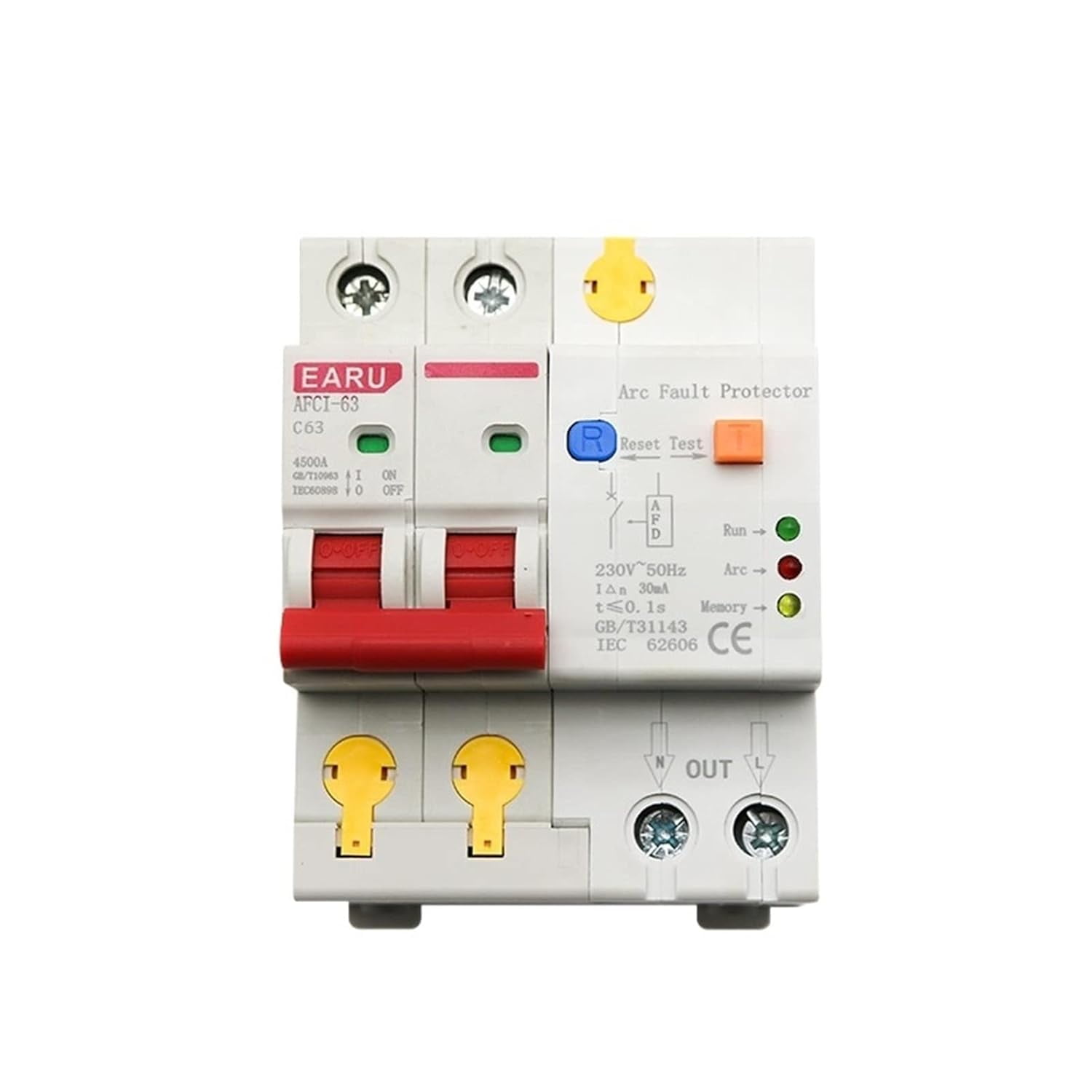 63A 2P AFDD AFCI Arc Fault Protector Dector Circuit Breaker Interrupte ...