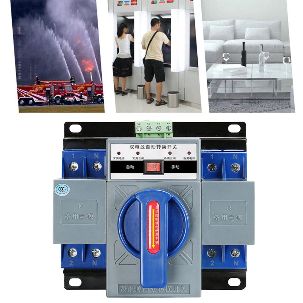 63A 2P ATS Dual Power Automatic Transfer Switch Generator Changeover ...