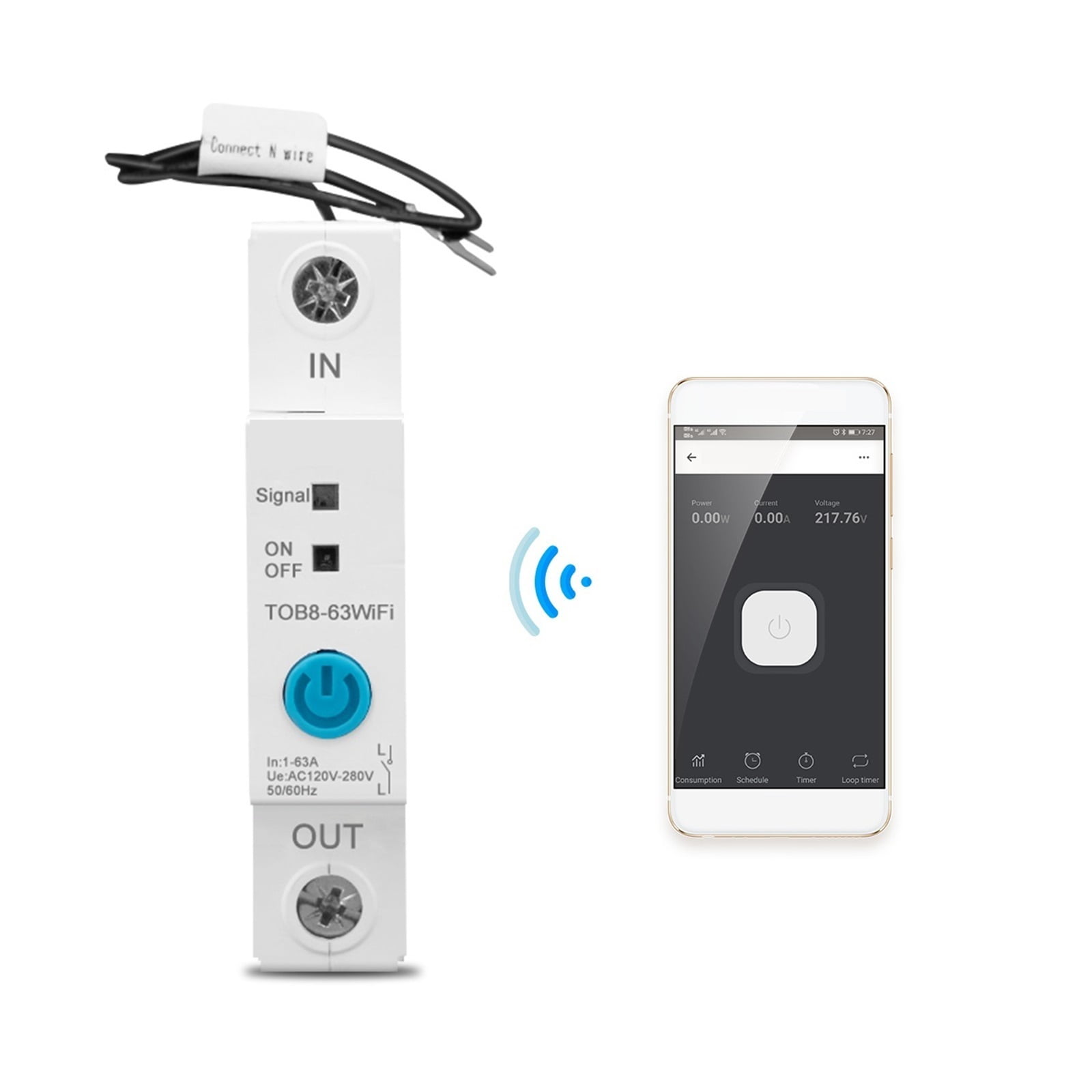 63A L+N Smart Switch Energy Meter Kwh Metering Monitoring Circuit ...