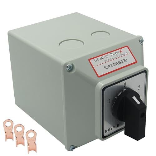 63A Rotary Changeover Switch with Exterior Box,3 Position 3 Phase 12 ...