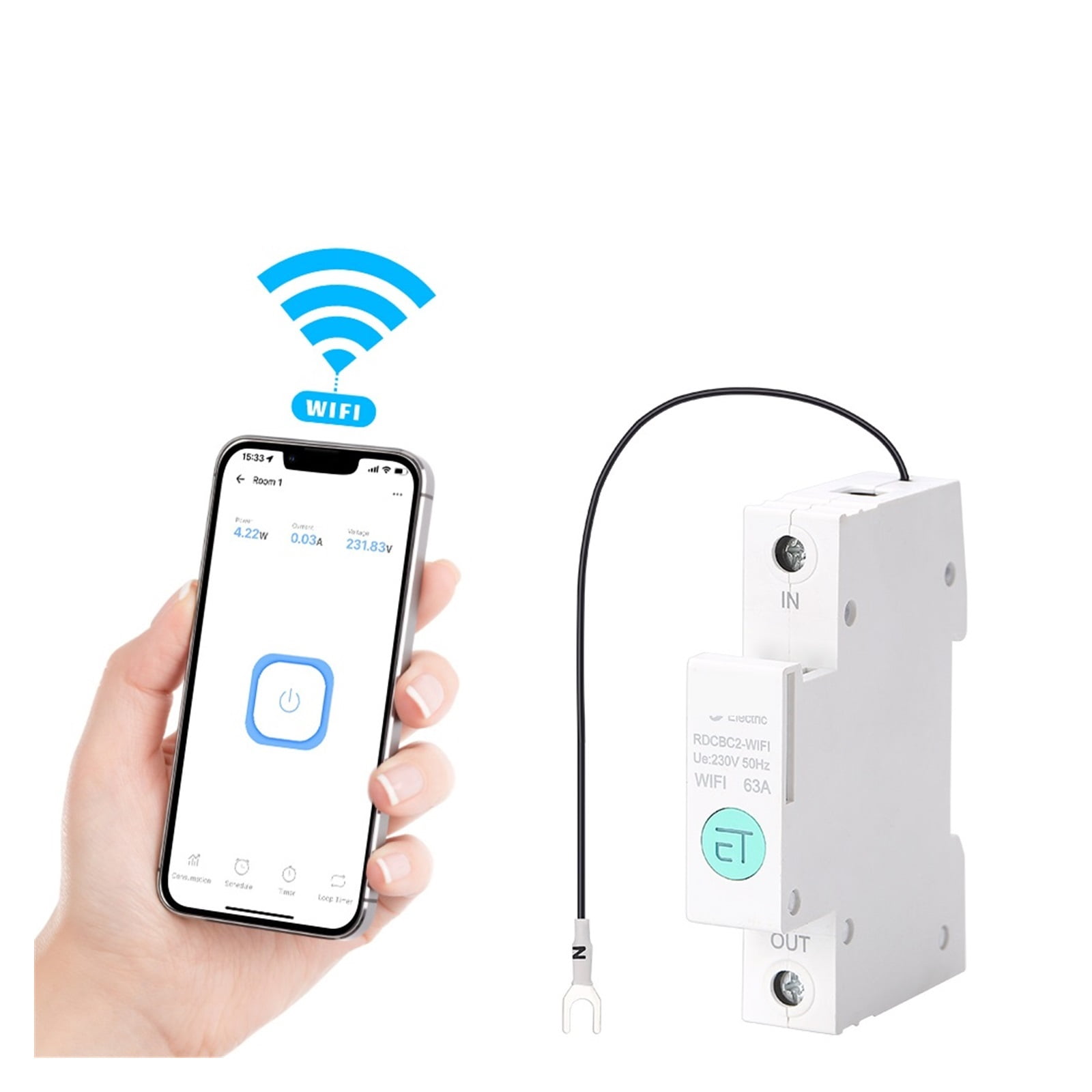 63A Smart Circuit Breaker With Energy Meter Din Rail 1P Timer Voice ...