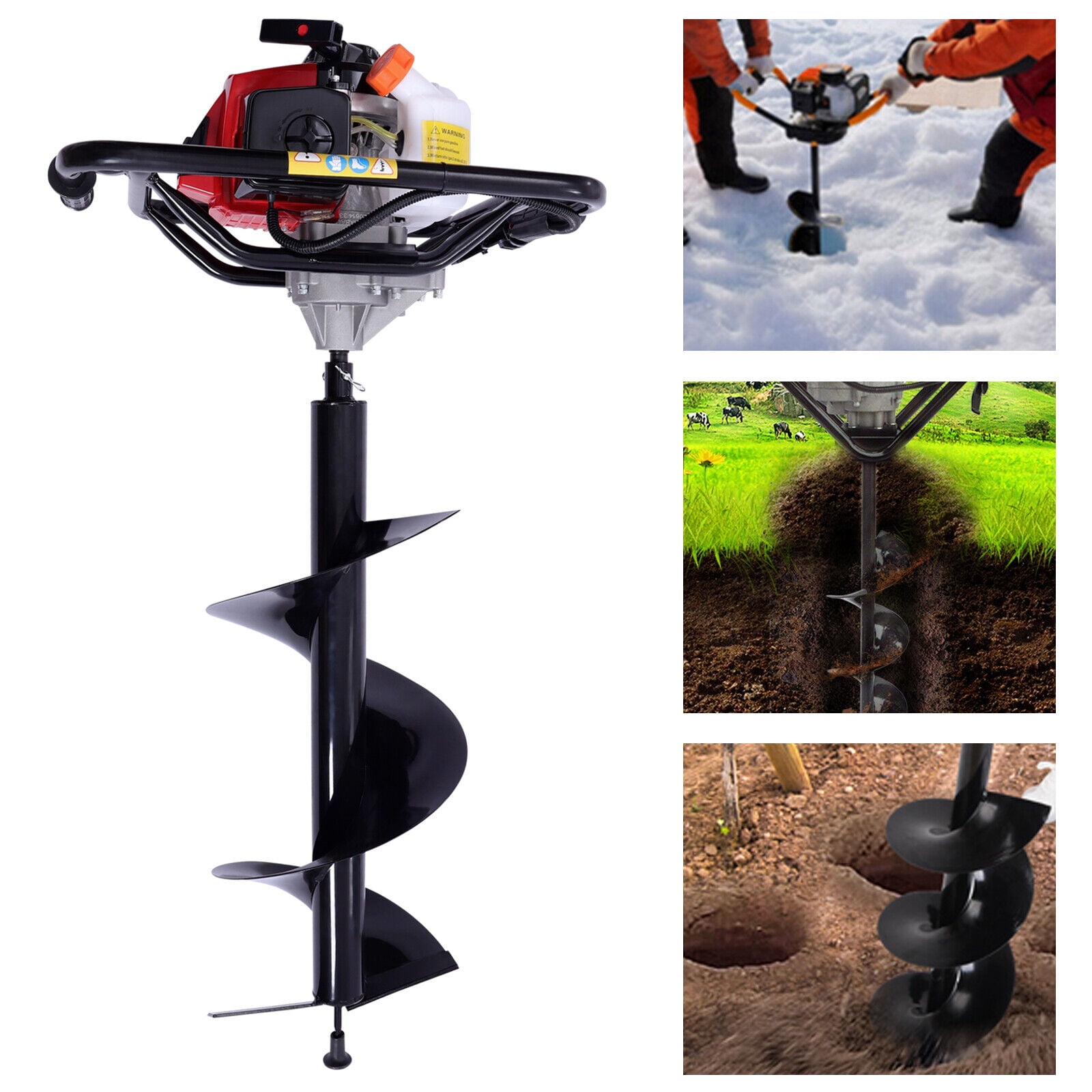 63CC 2-Stroke Gas Powered Post-hole Digger, Earth Auger Digging Machine ...