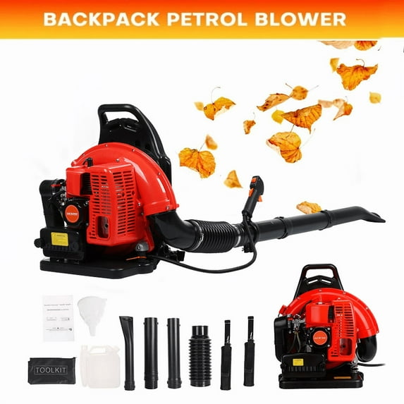 63CC Gas Backpack Leaf Blower 2 Cycle Enginee 665CFM 205MPH , 3HP ,Ergonomic Harness System,Low ...