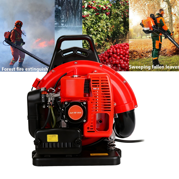 63CC Gas Leaf Blower Backpack 665CFM 205MPH 2-Cycle Ergonomic Harness System Low Vibration and ...