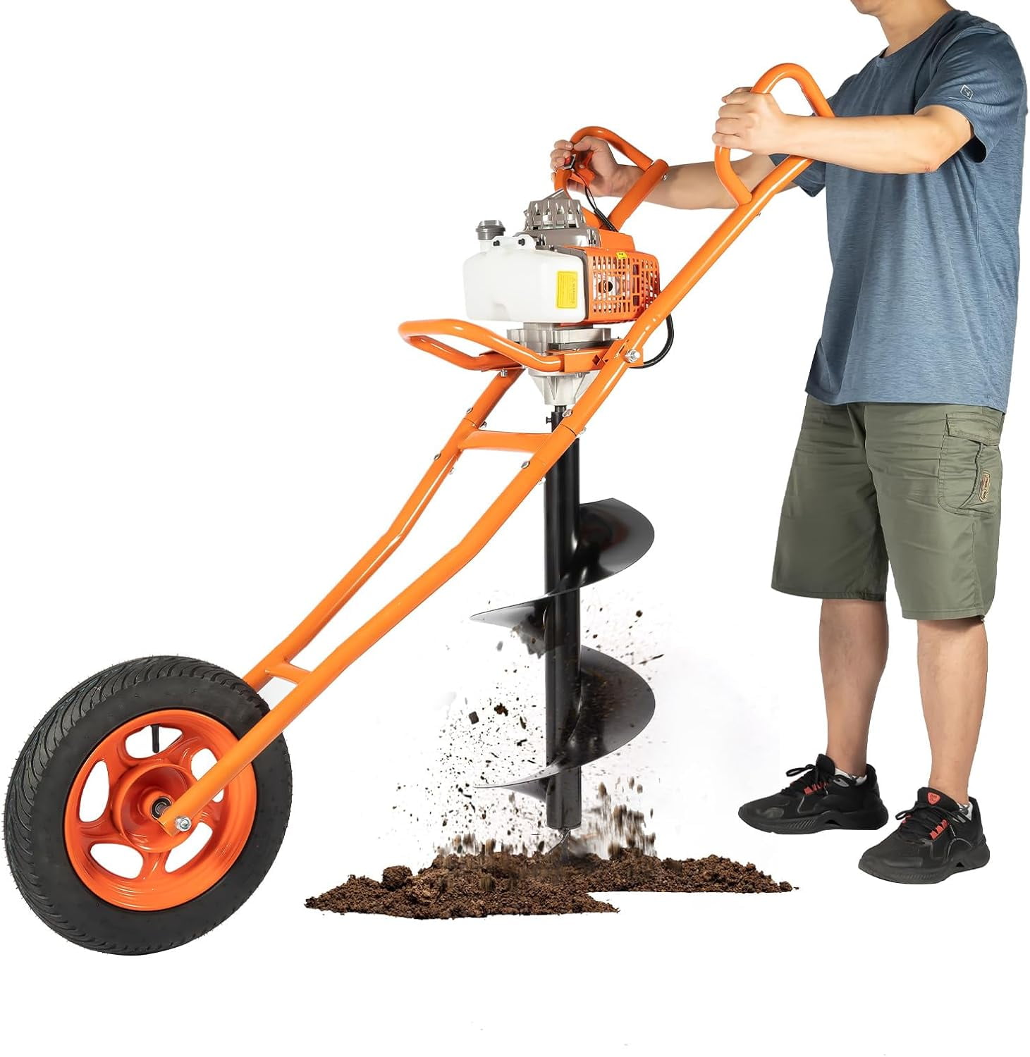 63CC Post Hole Digger 2-Stroke 3HP Gas Powered Auger Post Hole Digger ...