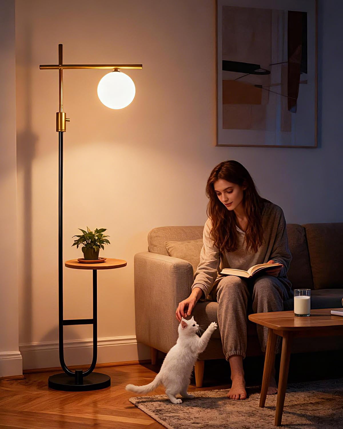 63IN Gold Floor Lamp Dimmable 3-Lights Globe LED Floor Lamps with 3000K ...