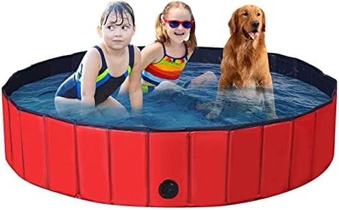 63In Foldable Hard Plastic Extra Large Dog Pet Bath Swimming Pool ...